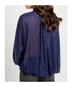 FORTE_FORTE Bohemian Style Long Sleeve Shirt With Detachable Tie