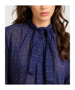 FORTE_FORTE Bohemian Style Long Sleeve Shirt With Detachable Tie