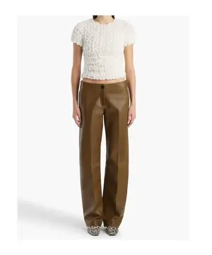Khaite Polly Ruched Silk Chiffon Crewneck Top - Chalk