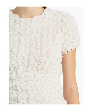 Khaite Polly Ruched Silk Chiffon Crewneck Top - Chalk