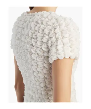 Khaite Polly Ruched Silk Chiffon Crewneck Top - Chalk