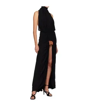 JEAN PAUL GAULTIER Draped Logo-patch Maxi Dress