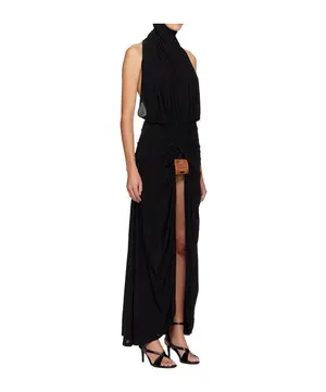 JEAN PAUL GAULTIER Draped Logo-patch Maxi Dress
