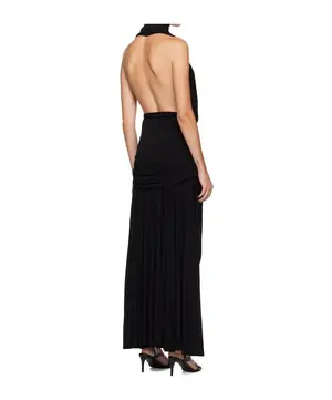 JEAN PAUL GAULTIER Draped Logo-patch Maxi Dress