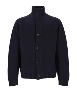 TOM FORD Ribbed-knit Shawl-collar Cardigan - Navy Blue