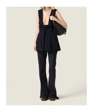 Miu Miu Waxed Double Wool Dress - Navy Blue