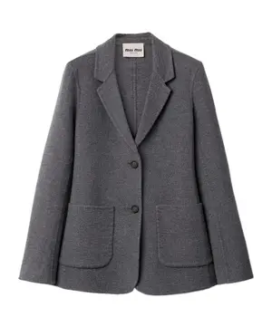 Miu Miu Single-breasted Wool Coat - Grey