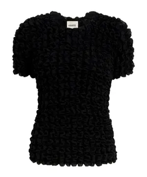 Khaite Polly Ruched Silk Chiffon Top - Black