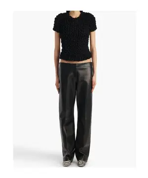 Khaite Polly Ruched Silk Chiffon Top - Black