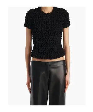 Khaite Polly Ruched Silk Chiffon Top - Black