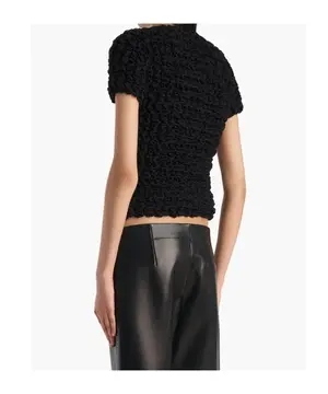 Khaite Polly Ruched Silk Chiffon Top - Black