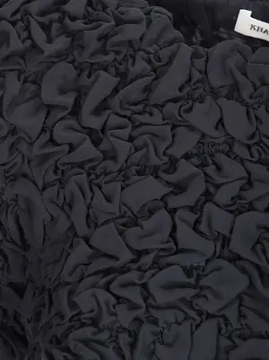 Khaite Polly Ruched Silk Chiffon Top - Black