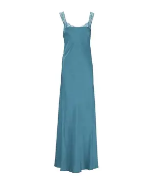 FORTE_FORTE Lace-trimmed Satin Maxi Dress - Green