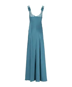 FORTE_FORTE Lace-trimmed Satin Maxi Dress - Green