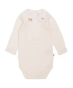 Bonpoint Long Sleeve Bodysuit With Embroidered Collar