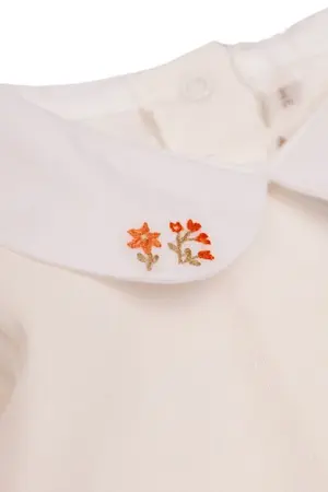 Bonpoint Long Sleeve Bodysuit With Embroidered Collar