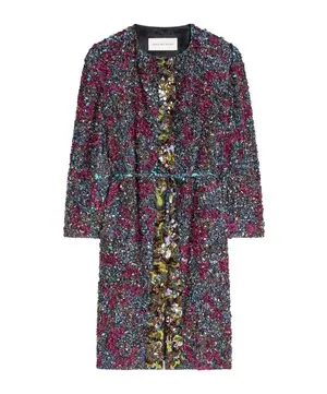 Dries Van Noten Embroidered Long Coat - Multicolor