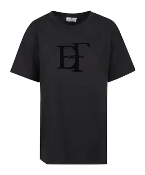 Elisabetta Franchi Cotton Short-sleeve T-shirt With Flocked Logo