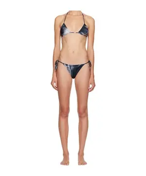 JEAN PAUL GAULTIER Lace-up Bikini Set - Black/gray/white