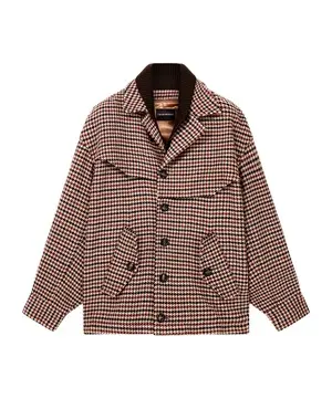Emporio Armani Houndstooth Virgin Wool Caban Coat
