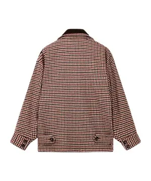 Emporio Armani Houndstooth Virgin Wool Caban Coat