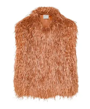 FORTE_FORTE Mongolian Shaggy-texture Sleeveless Jacket - Brown