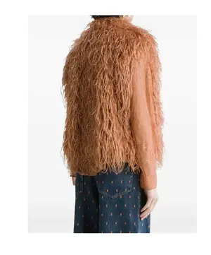 FORTE_FORTE Mongolian Shaggy-texture Sleeveless Jacket - Brown