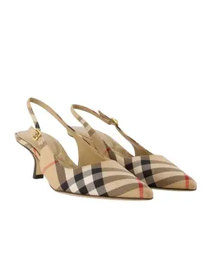 Burberry Dame Check-print Slingback Pumps