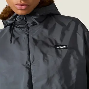 Miu Miu Technical Fabric And Shearling Windbreaker - Hematite