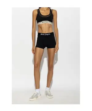 Palm Angels Sleeveless Cropped Tank Top With Logo Hem