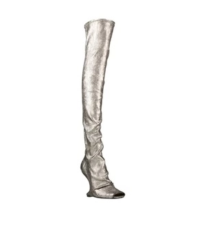 Rick Owens Metallic Over-the-knee Sculptural Heel Boots