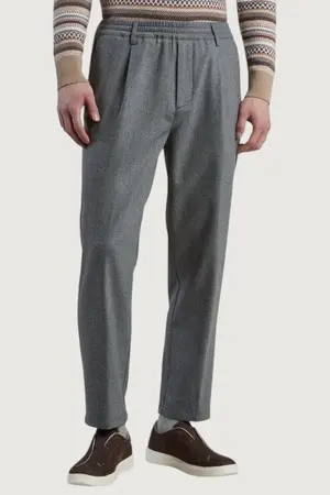 Eleventy Straight-leg Drawstring Trousers - Gray