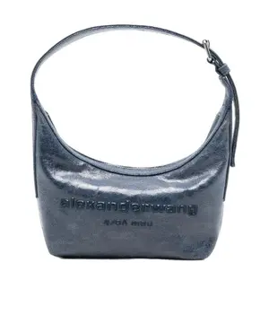 Alexander Wang Crinkled-effect Logo-debossed Shoulder Bag - Blue