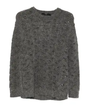 Seventy Sequin-embellished Open-knit Sweater - Grey
