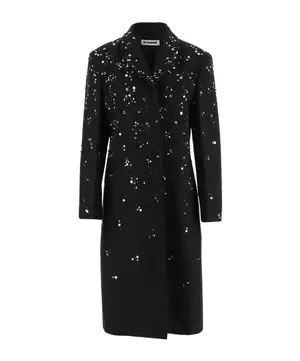 JIL SANDER Embellished Lapel Collar Long Coat