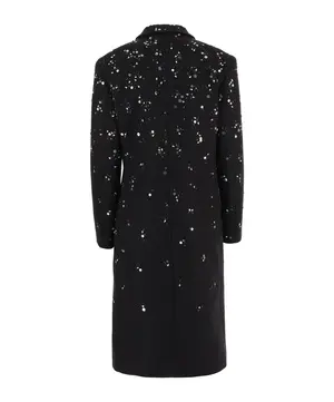 JIL SANDER Embellished Lapel Collar Long Coat