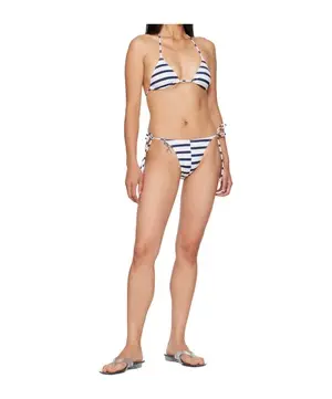 JEAN PAUL GAULTIER Asymmetrical Bikini Set - White/navy