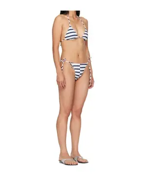 JEAN PAUL GAULTIER Asymmetrical Bikini Set - White/navy