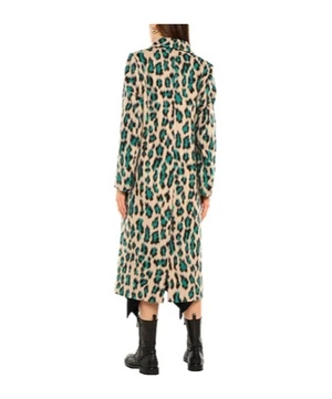 MAISON MARGIELA Long Leopard Print Felt Overcoat