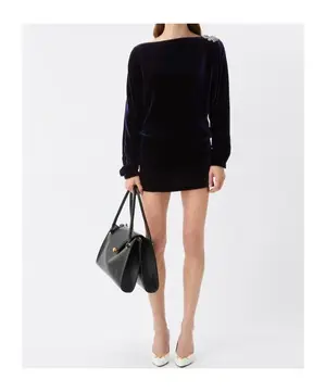 Versace Velvet Mini Dress With Baroque Embellishment