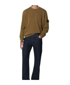 Stone Island Crewneck Sweater With Sleeve Emblem - Green