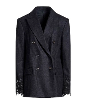 Brunello Cucinelli Wool Double-breasted Blazer With Lace Detail