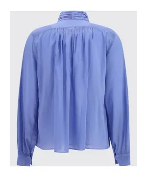 FORTE_FORTE Pleated High-neck Blouse With Button Front
