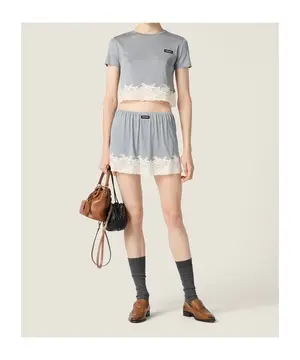 Miu Miu Silk Jersey Top - Grey