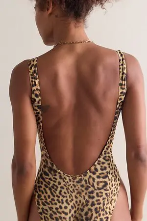 Norma Kamali Super Low Back Mio Bodysuit In Animal Print