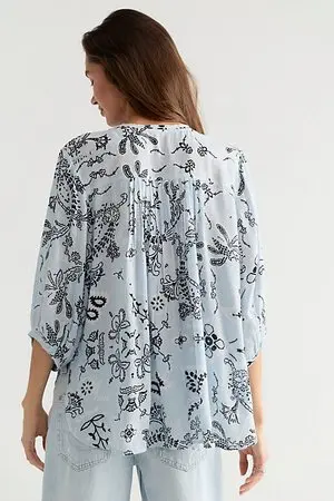 Free People Christelle Printed Top - Sky Combo