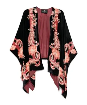 Etro Floral Motif Velvet Jacquard Cape