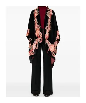 Etro Floral Motif Velvet Jacquard Cape