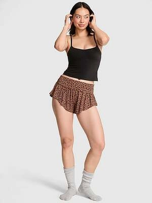 Pink 24/7 Lounge Modal Flutter Micro Shorts - Print