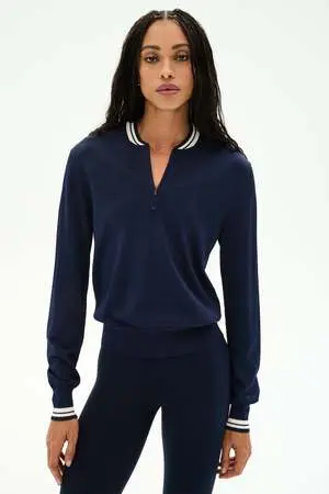 Splits59 Bonnie Knit Half Zip With Contrast Collar And Cuffs - Indigo/white